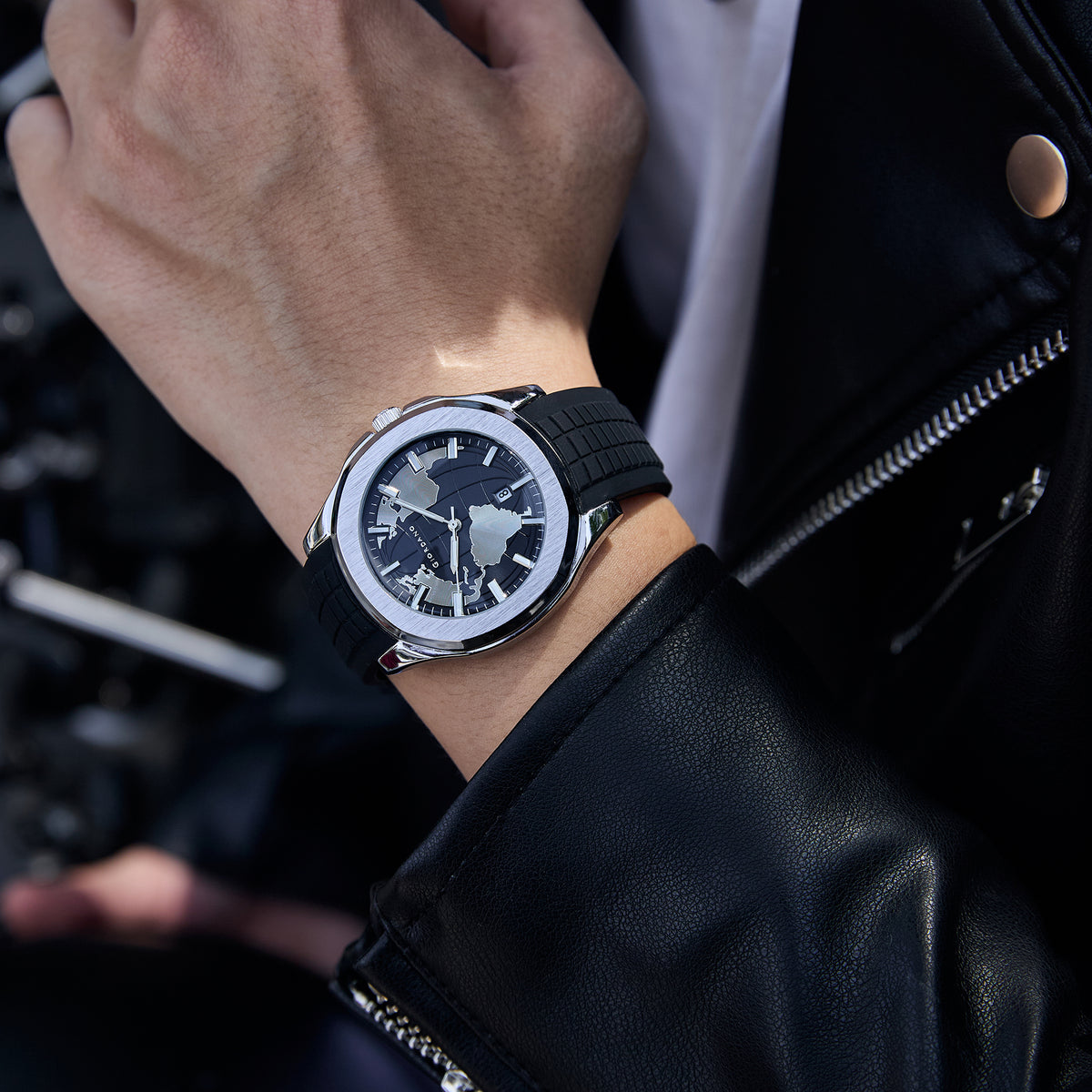 Giordano Stylish World Map design Watch for men with round dial and ...